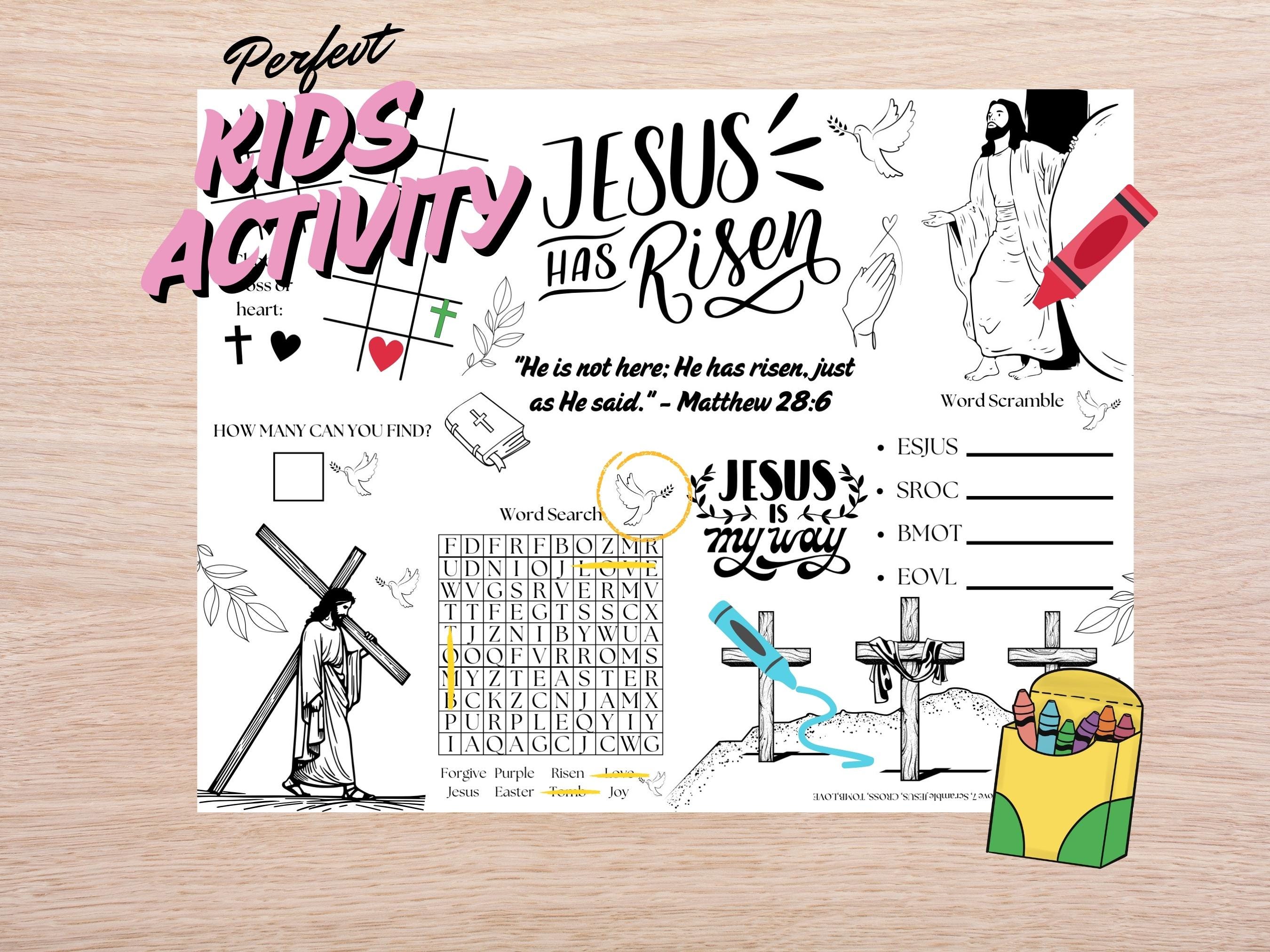 Printable Resurrection Sunday Activity Mat, Christian Easter Activity ...