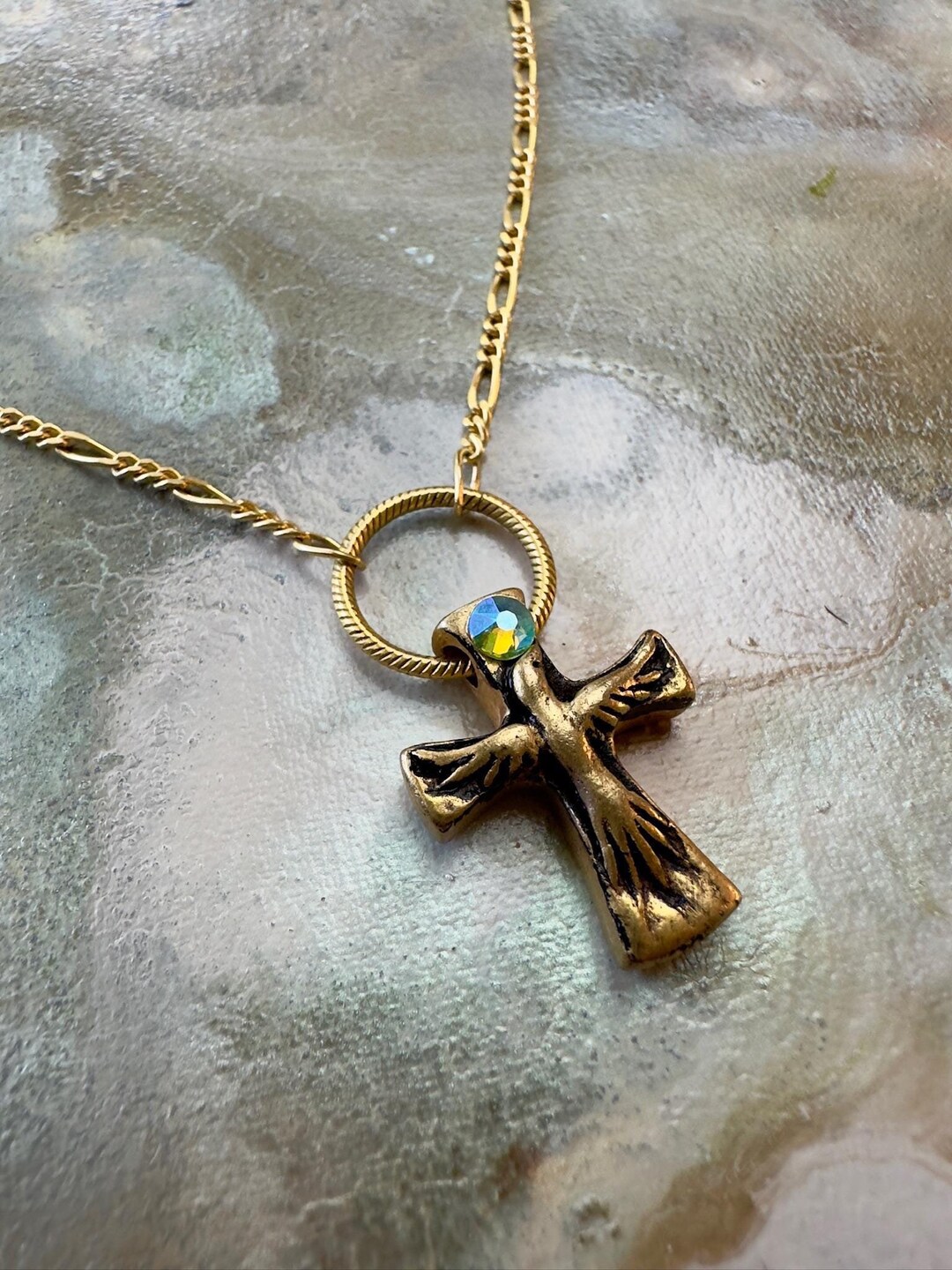 Vintage Rising Revelation Pendant Drop Necklace Antique Gold Plated ...