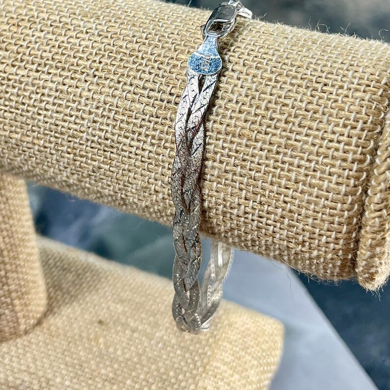 Italian 925 Sterling Silver Chain Bracelet Liquid Style Flat Serpentine ...