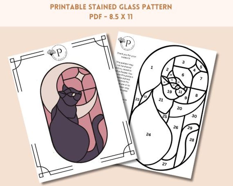 Black Cat - Stained Glass Pattern - Etsy