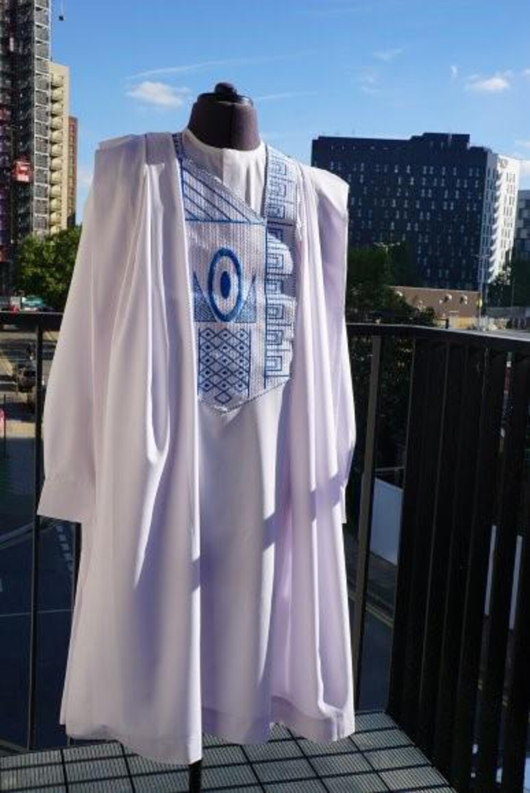 White Agbada With Blue Monogram - Etsy