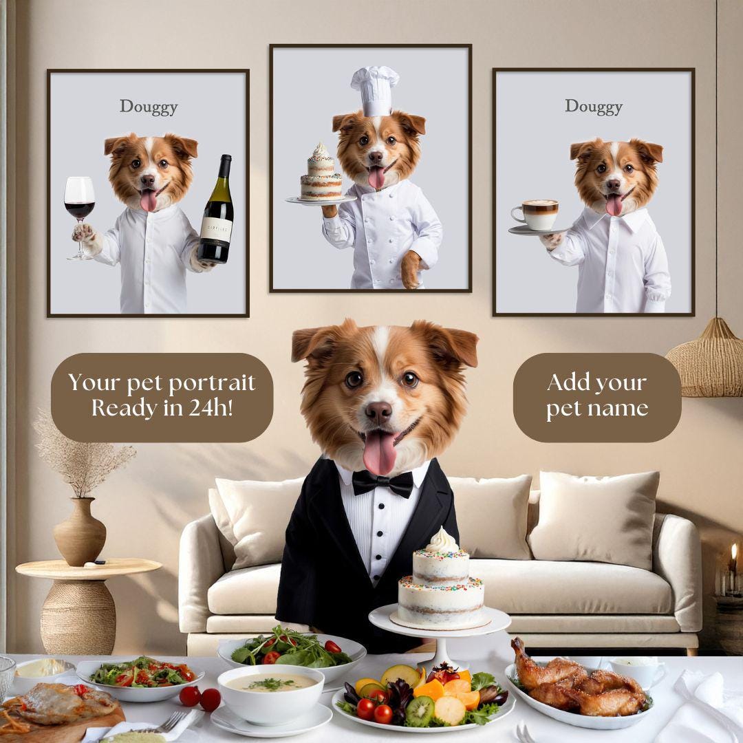 Personalized Pet Portrait, Custom Pet Portrait, Funny Pet Poster ...