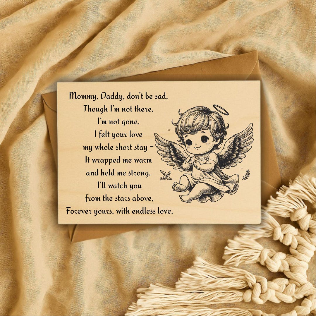 Wooden Baby Loss Card, Handcrafted Memorial Keepsake, Baby Loss ...