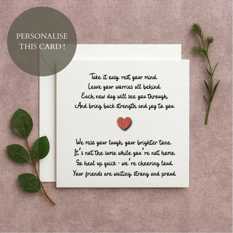 Personalised Get Well Soon Card, Uplifting Friend Card, Encouragement ...