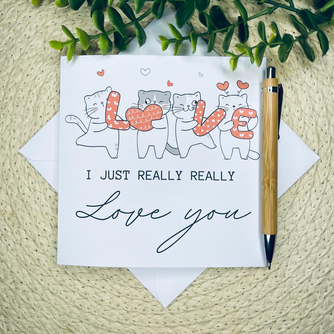 Cute Cat Valentine, Cat-themed Love Card, Adorable Cat Love Card ...