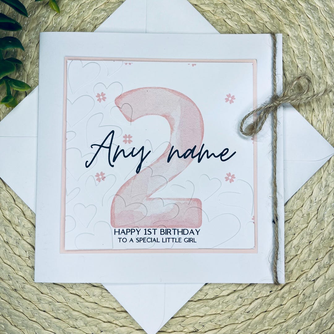 2nd Birthday Card, Second Birthday Card Girl, Girl 2nd Birthday, 2nd ...