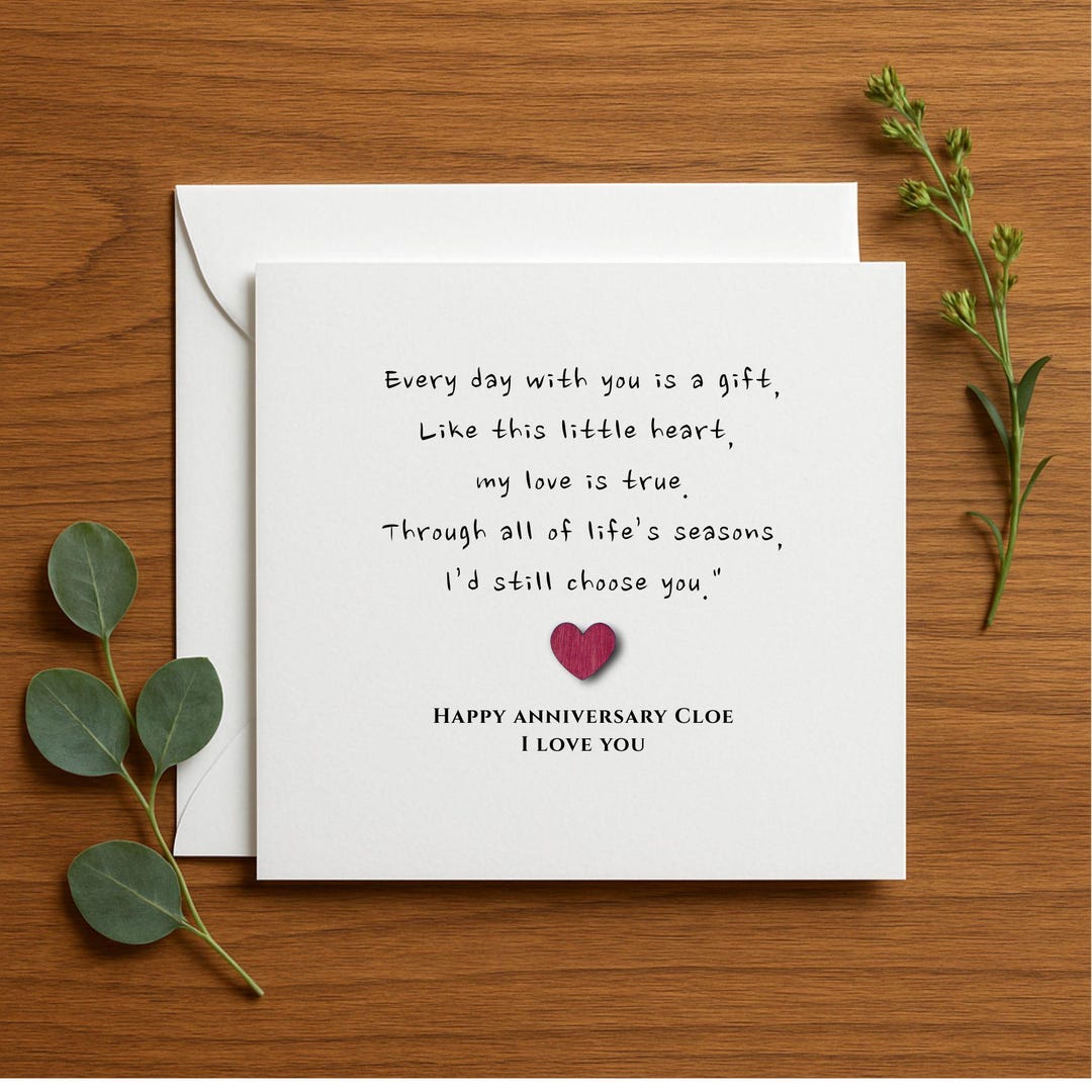Personalized Anniversary Card, Romantic Heart Poem, Heartfelt ...