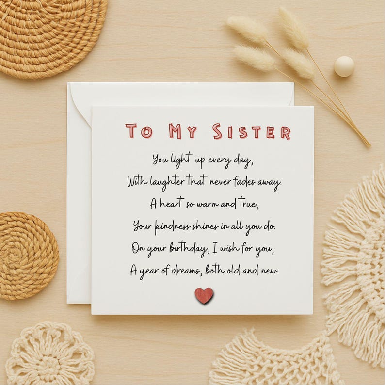 Sister Birthday Card, Heartfelt Sister Gift, to My Sister Card ...