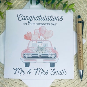 Personalised Wedding Card for Couple, Just Married Card Congratulation ...