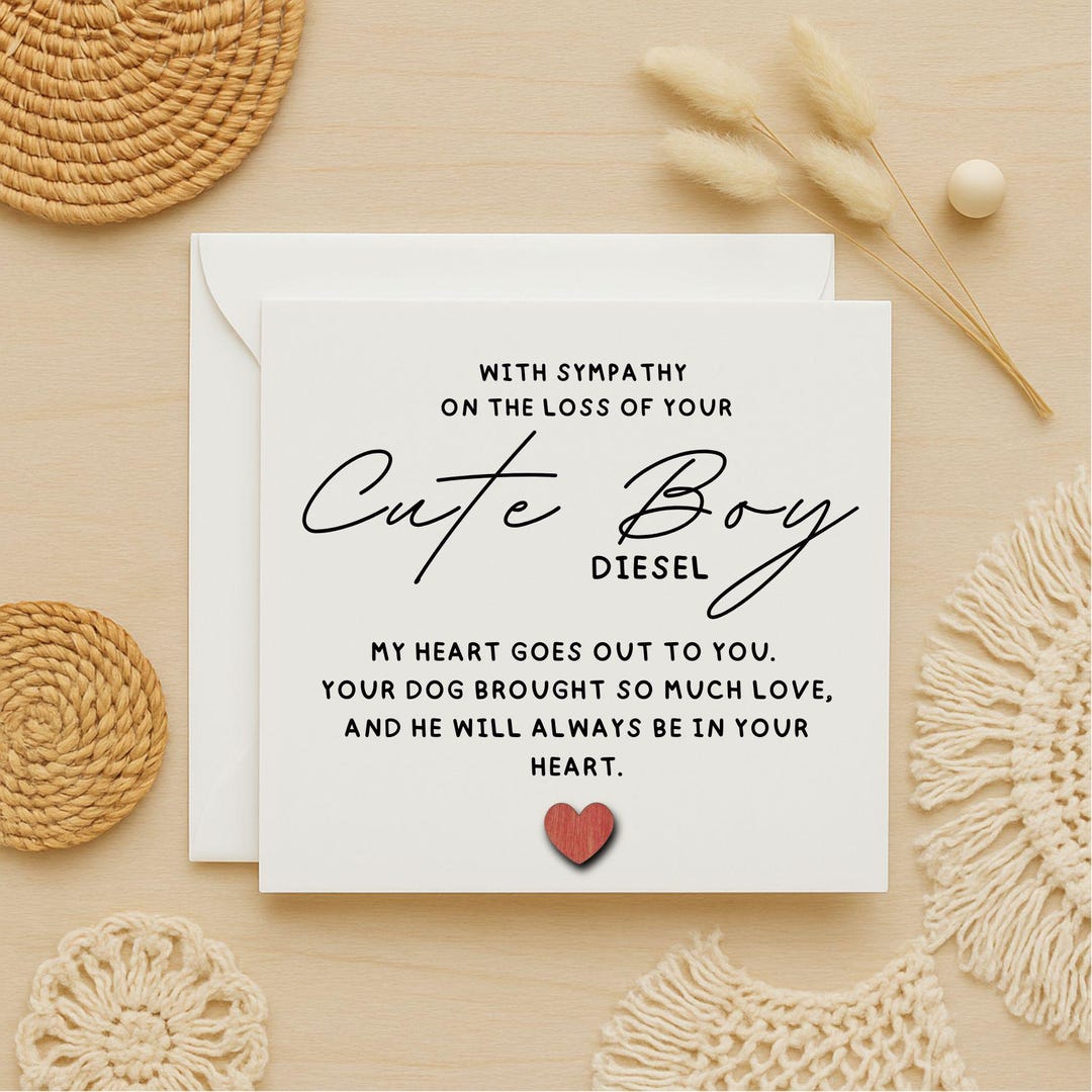 Pet Loss Sympathy Card, Dog Memorial Card for Loss of Beloved Pet ...