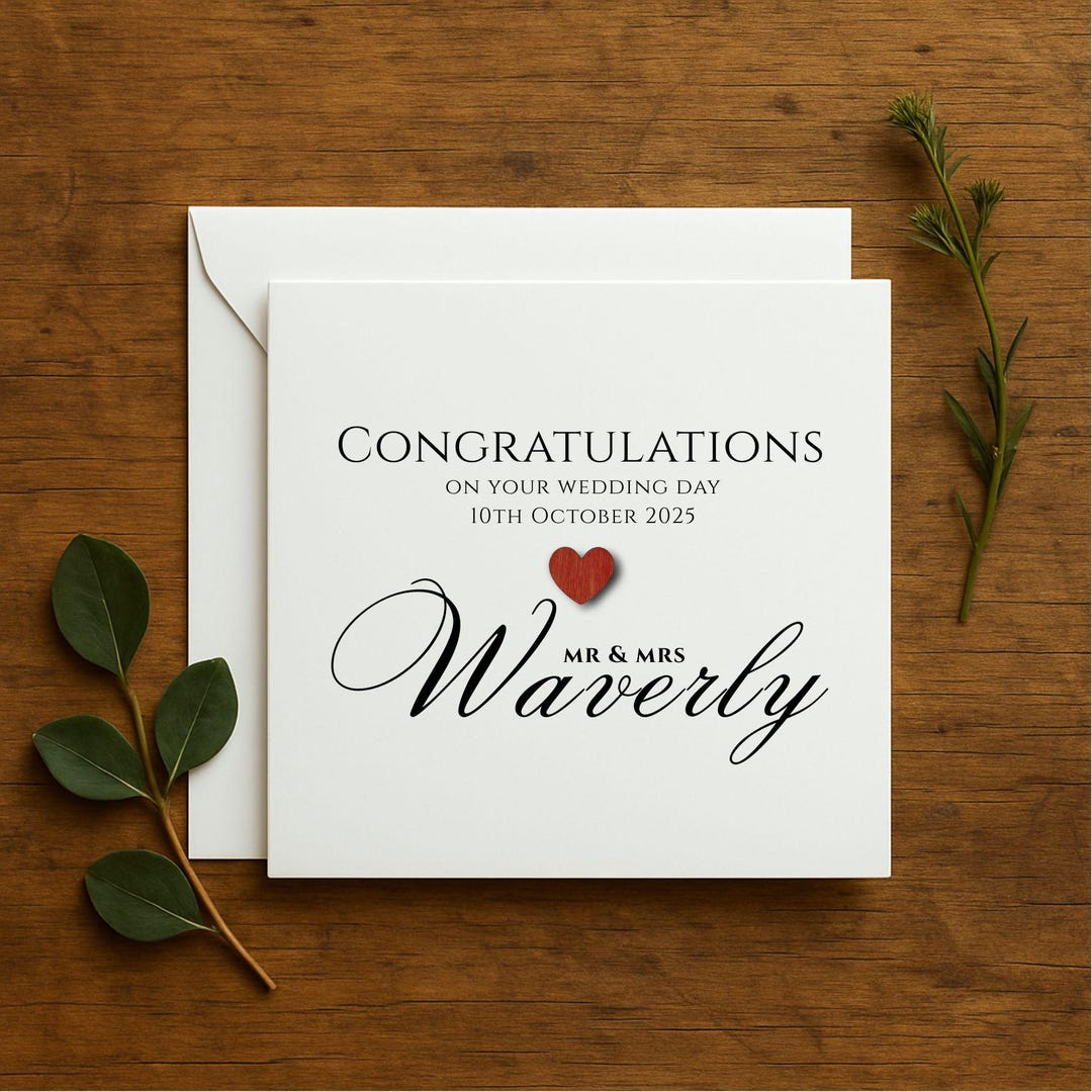 Elegant Wedding Congratulations Card, Minimalist Design for Newlyweds ...