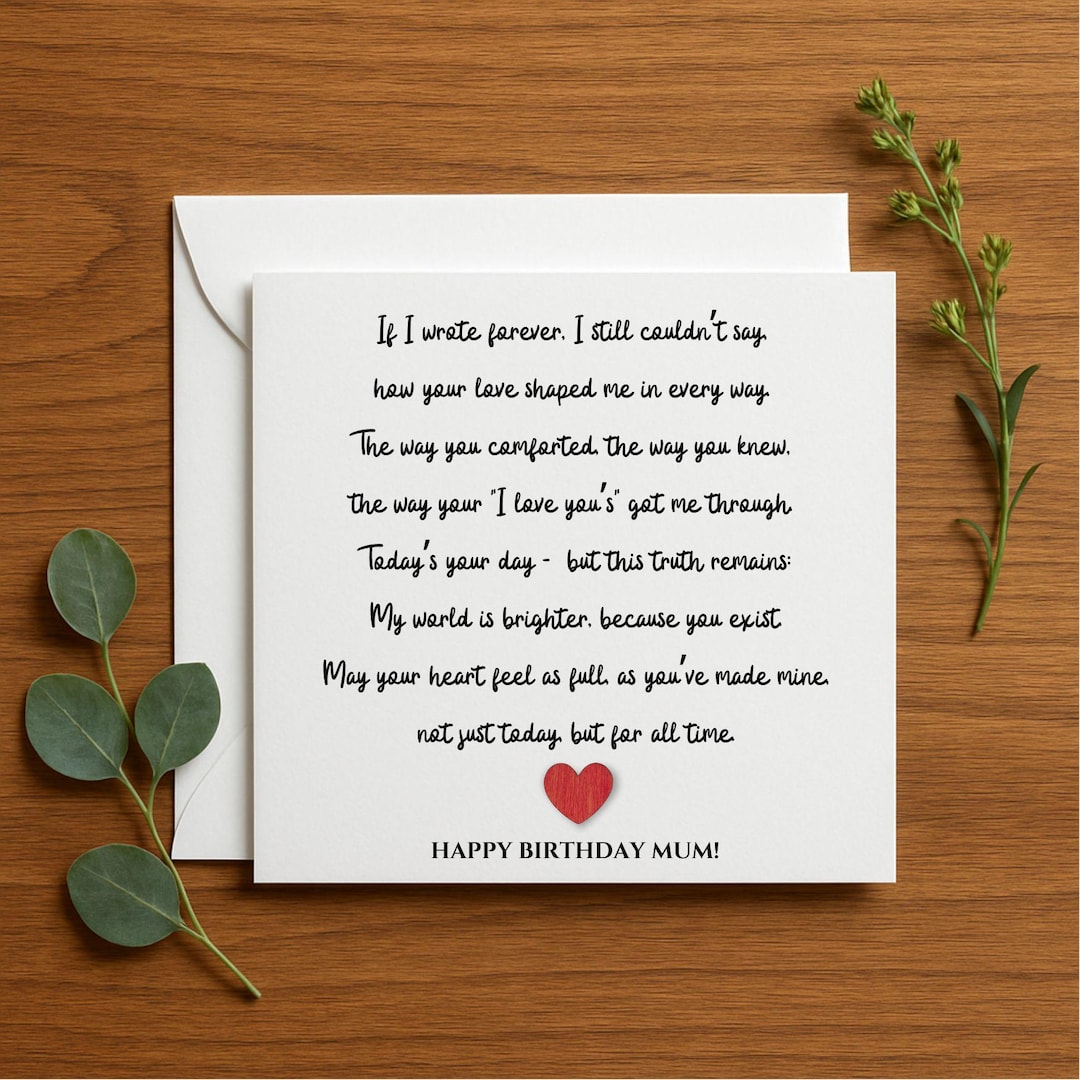 Touching Mum Birthday Card, Long-distance Mum Birthday Card, Emotional ...