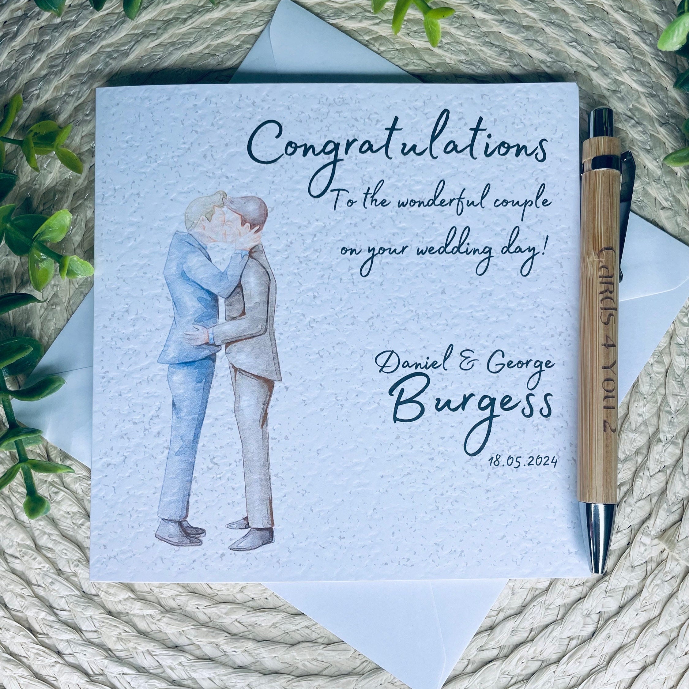 Congratulations Gay Wedding Card Gay Wedding Gift Mr & Mr Card Gay ...