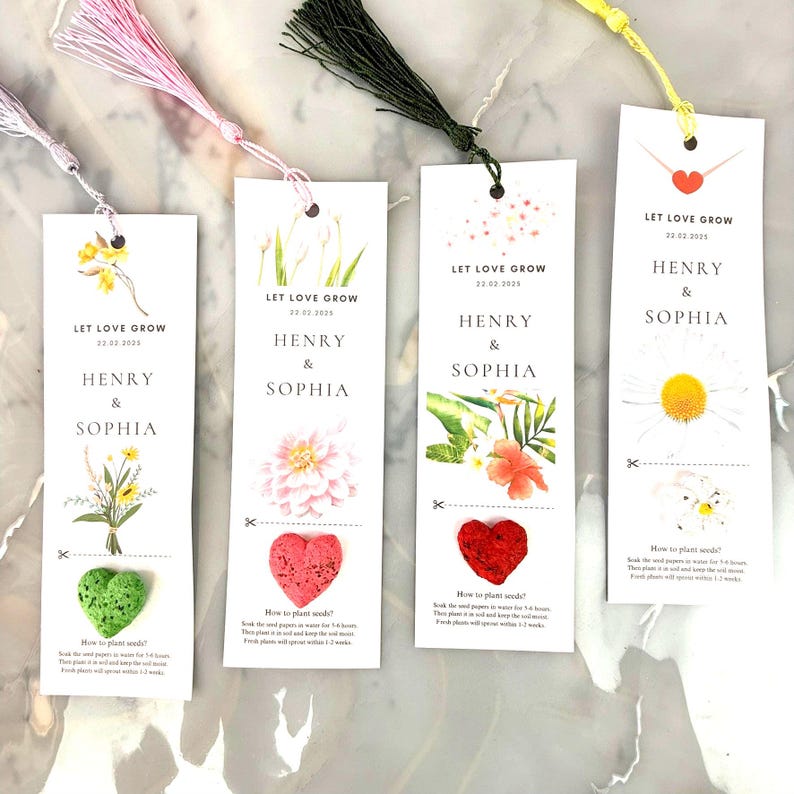 Personalized Seed Paper Bookmark: Plantable Wildflower Favors, Party ...