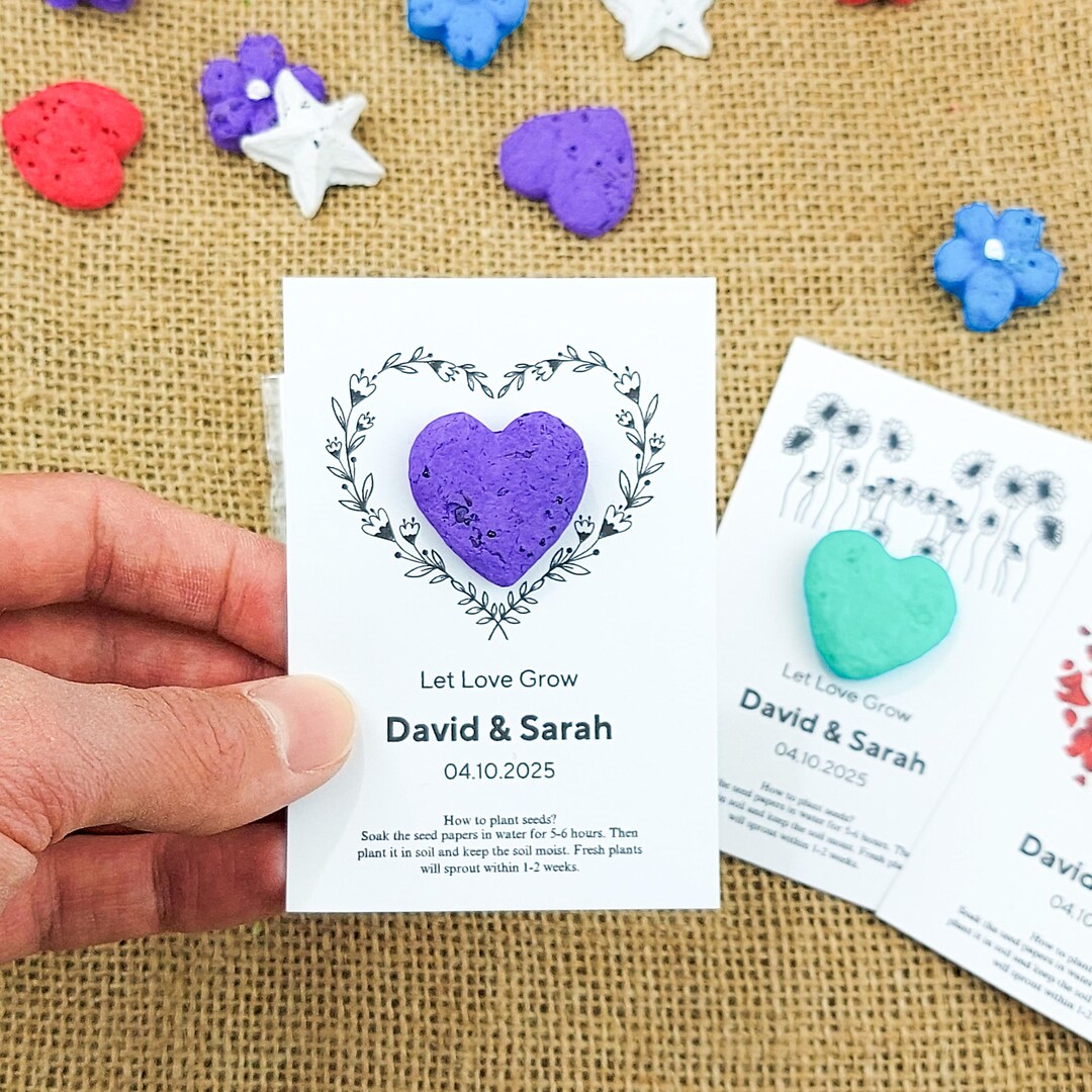 Plantable Seed Paper Shapes With Personalized Card. Plantable Wedding ...