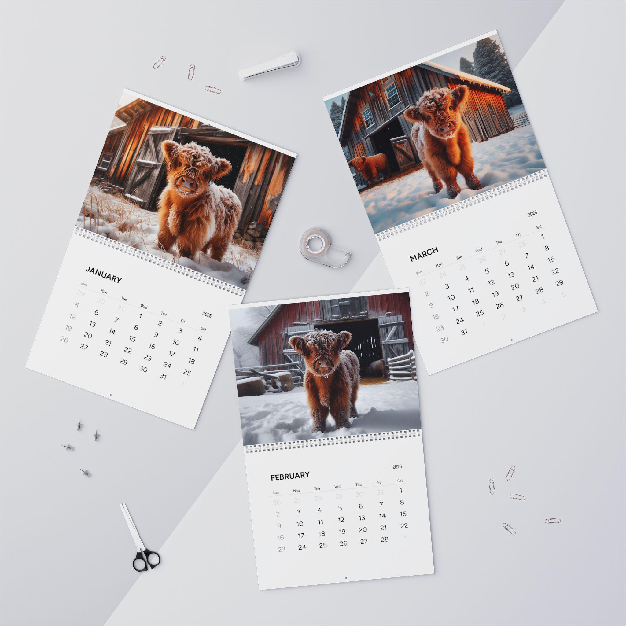 Baby Highland Snow Barn Wall Calendars 2025 - Etsy