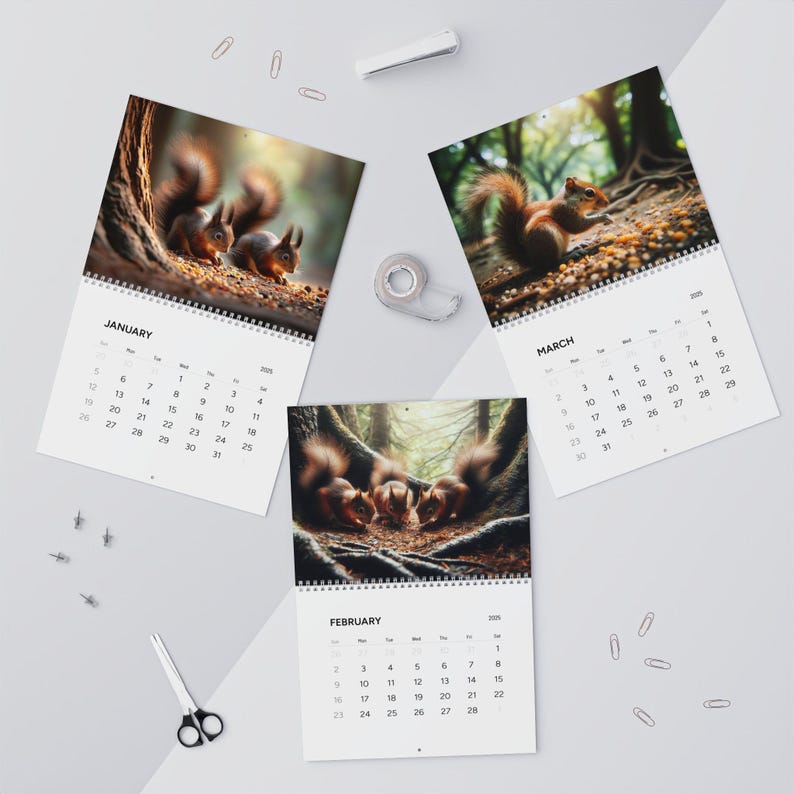 Squirrels Eating Wall Calendars 2025 - Etsy