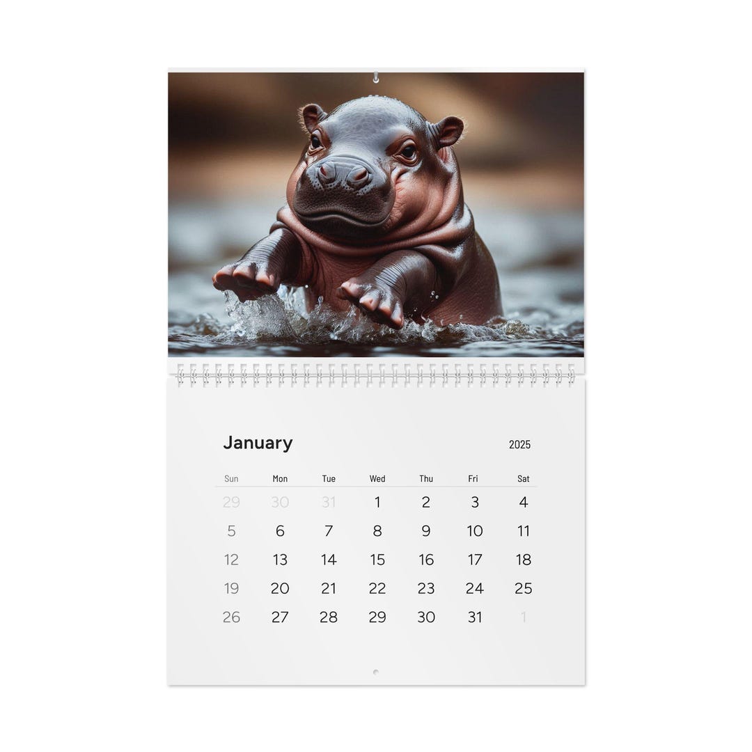 Baby Hippo Wall Calendar (2025) - Etsy