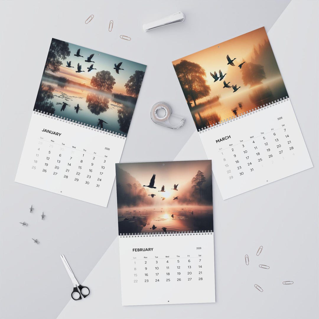 Ducks Flying Over a Pond Wall Calendars, Wildlife Calendar, Nature ...