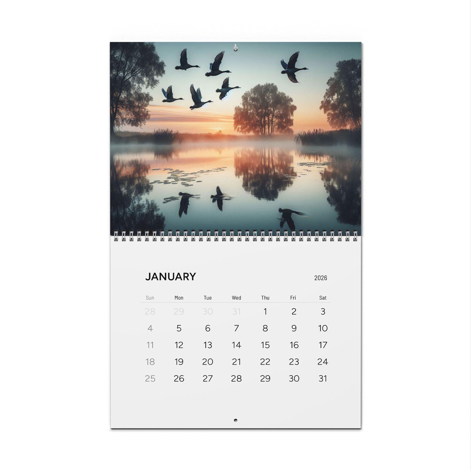 Ducks Flying Over a Pond Wall Calendars, Wildlife Calendar, Nature ...