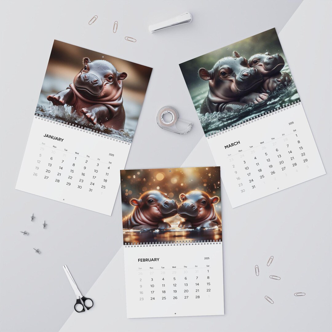 Baby Hippo Wall Calendar 2025 - Etsy
