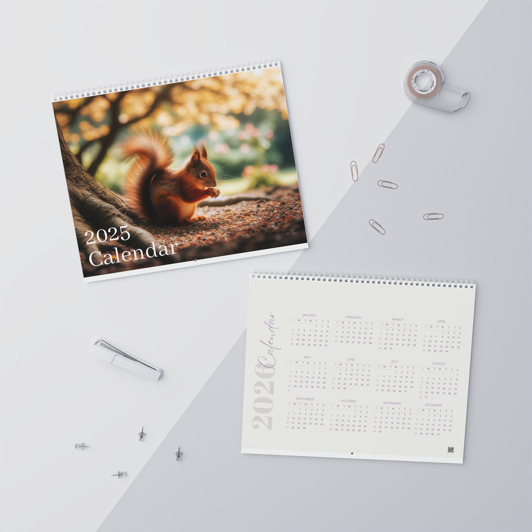 Squirrels Eating Wall Calendars 2025 - Etsy
