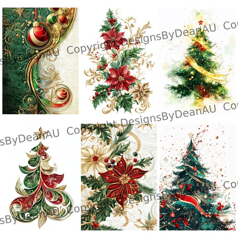 10 Blank Christmas Cards, Portrait , Digital Download, 5in by 7in, Set ...