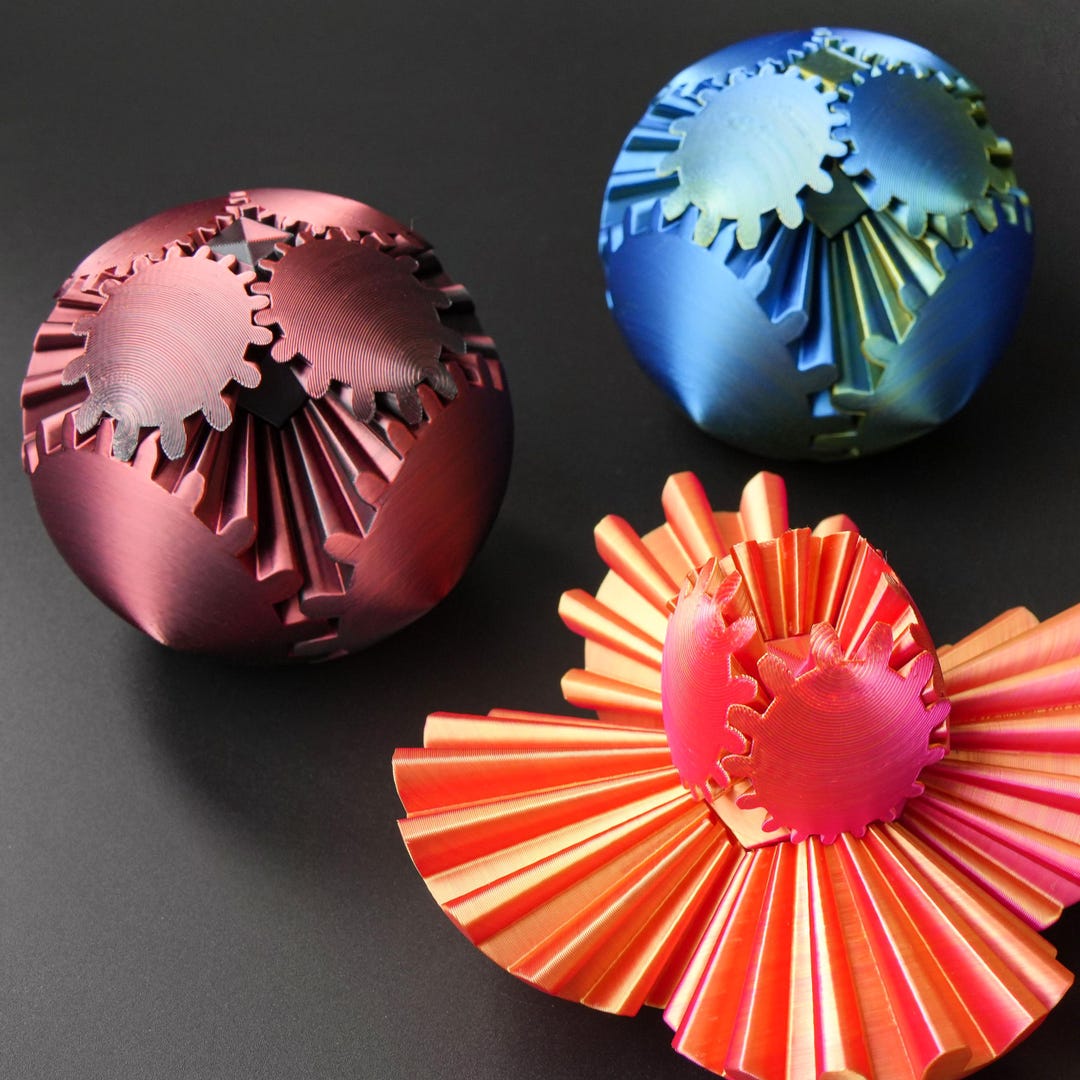 3D Printed Gear Ball – Mechanical Fidget Toy, Stress Relief for Work ...