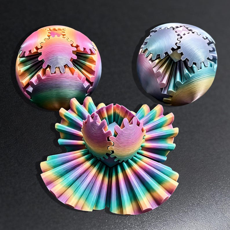 3D Printed Gear Ball Sphere Fidget - Transformable Stress Relief Toy ...
