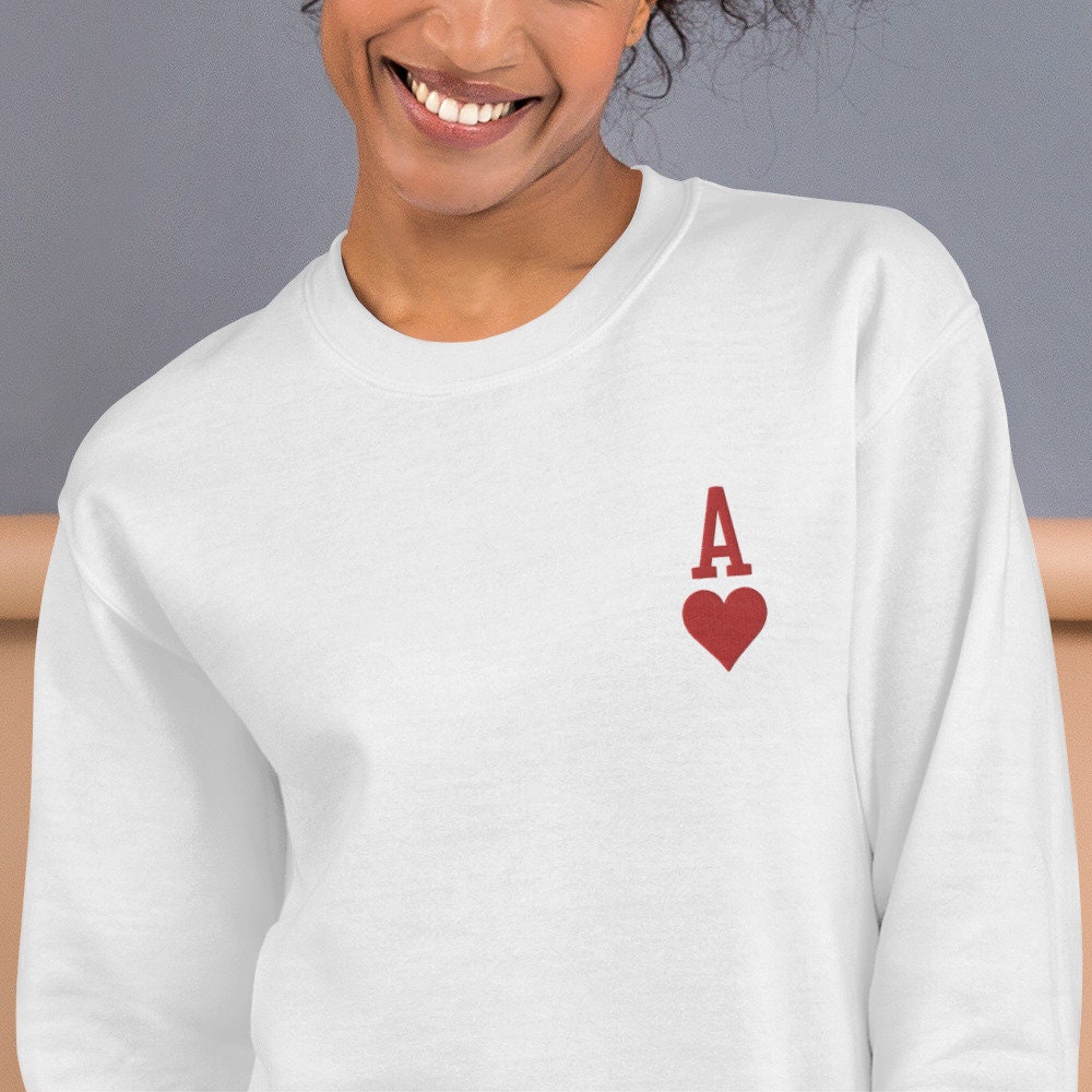 Custom Initial Playing Card Symbols Embroidered Sweatshirt - Etsy