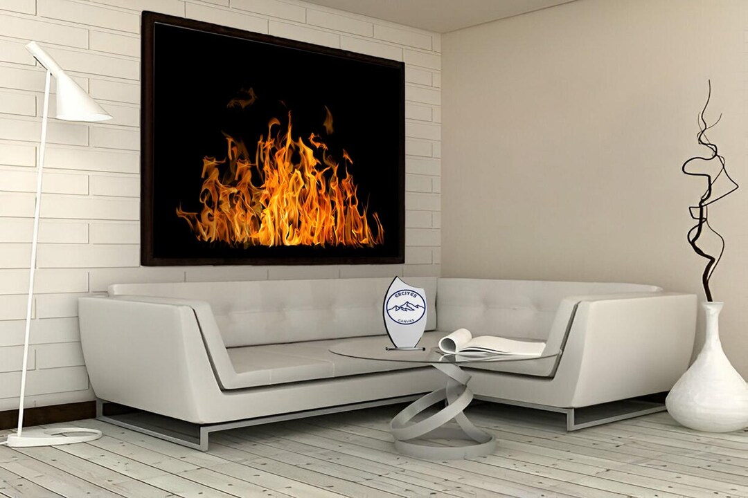 Fire Canvas, Flame Canvas, Fire Decor, Flame Decor, Fireplace Decor ...