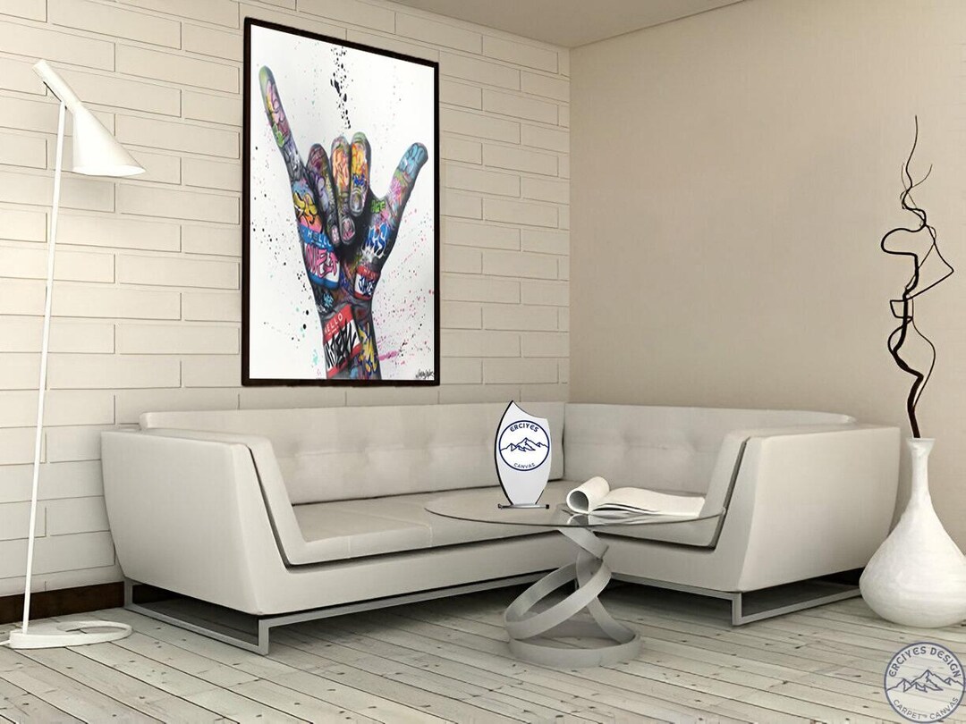 Victory Hand Gesture Graffiti Canvas Wall Art - Etsy