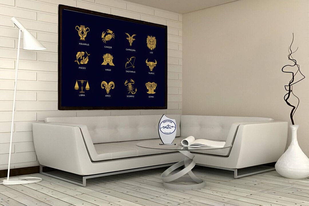 Zodiac Symbols, Astrology Canvas, Horoscope Decor, Zodiac Signs Decor ...