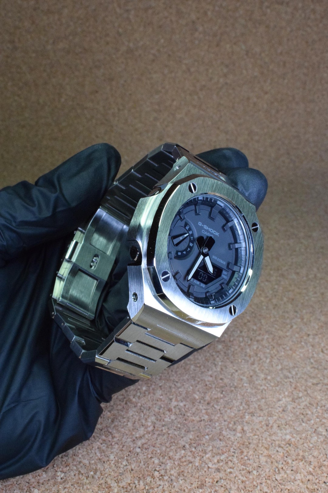 CASIO G-shock GA-2100 Mod. Steel Case, Steel Strap, Black Dial ...