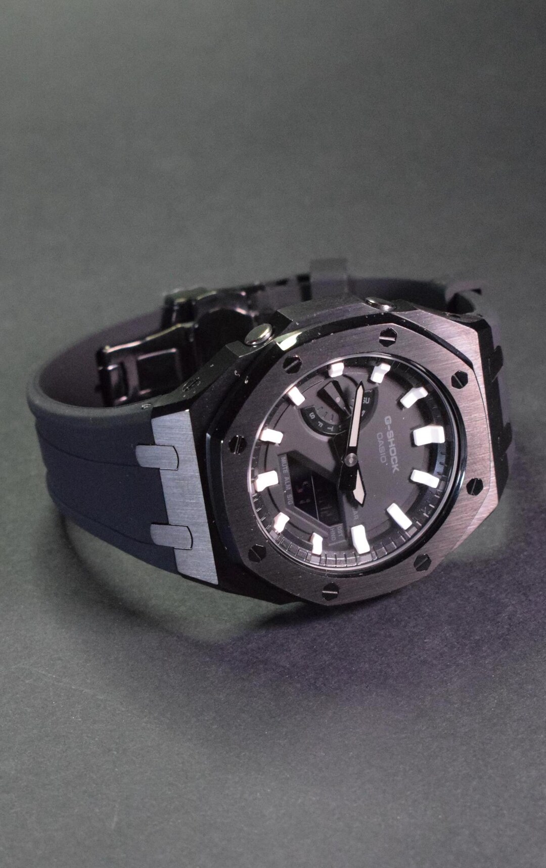 CASIO G-shock GA-2100 Mod, Black Steel Case, Black Silicone Strap ...
