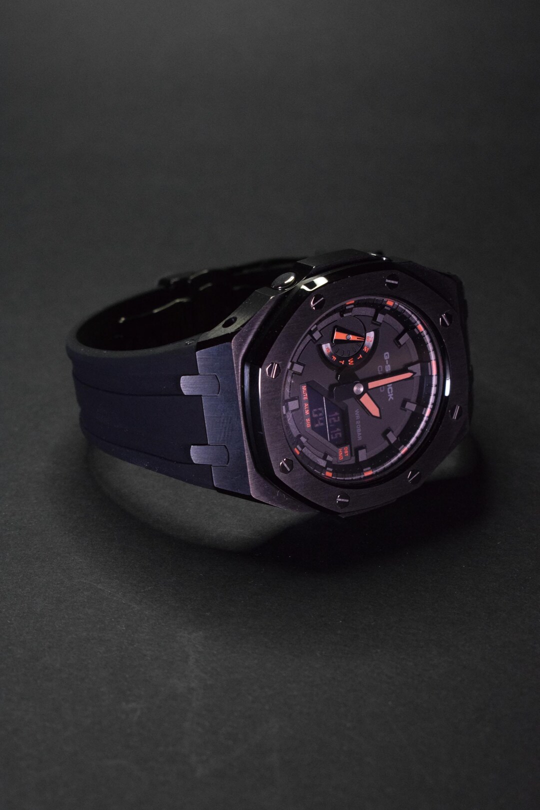 CASIO G-shock GA-2100 Mod, Black Steel Case, Black Silicone Strap ...