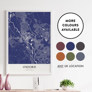 Oxford Map Print | Colour Options | Custom Town or City Requests ...