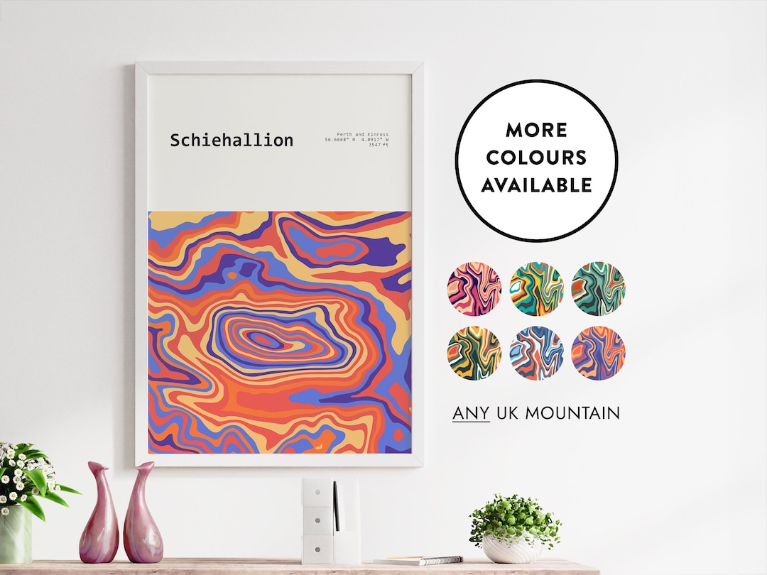 Schiehallion Contour Print | Pick Your Colours | Custom Mountain ...