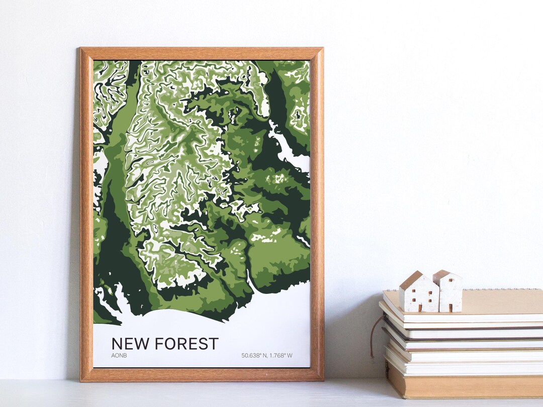 New Forest Print - Custom Landscape Contour Poster, Personalised ...