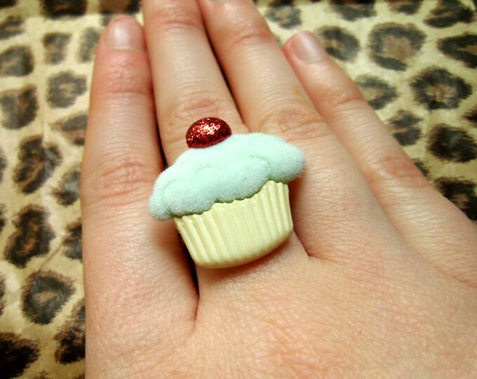 Fuzzy Kawaii Cupcake and Sprinkles Adjustable Ring - Etsy
