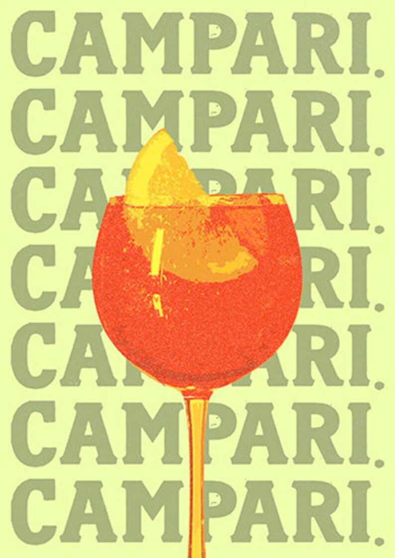 Campari Cocktail Digital Poster Wall Art (yellow Background) - Etsy