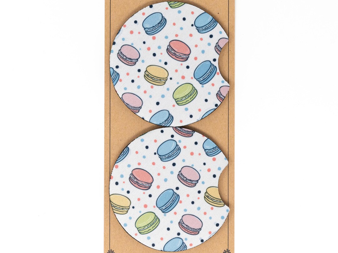 Car Coaster, Neoprene, Cute and Colorful Macaroons, Pastel, Set of 2 ...