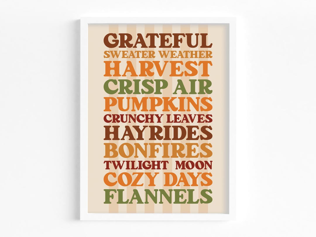 Fall Poster Print, Fall Word Art Poster, Autumn Wall Decor Print, Cozy ...