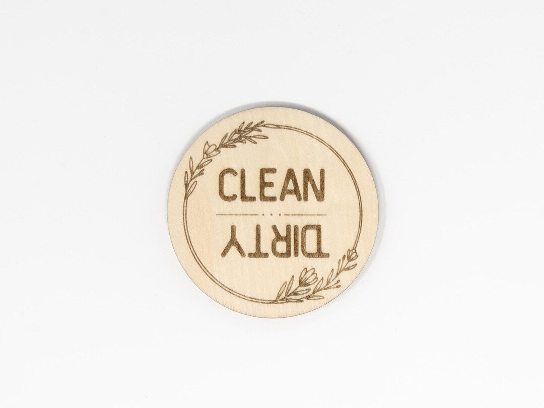 Magnet, Clean Dirty Sign, Vintage Kitchen, Floral Engraved Clean or ...