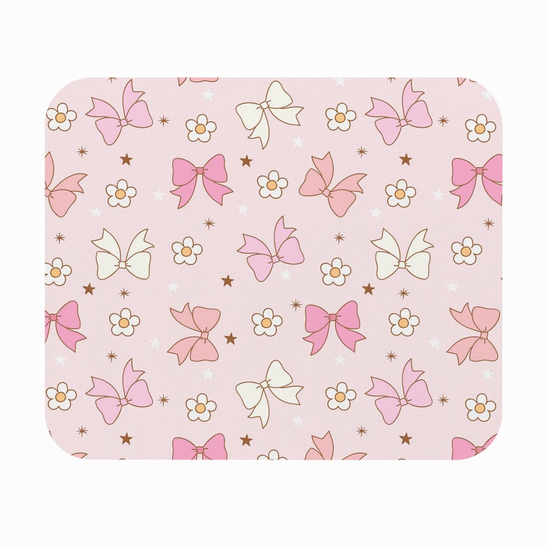 Cute Pink Bow Mouse Pad, Kawaii Desk Accessories, 9x8 Inch Mouse Mat ...