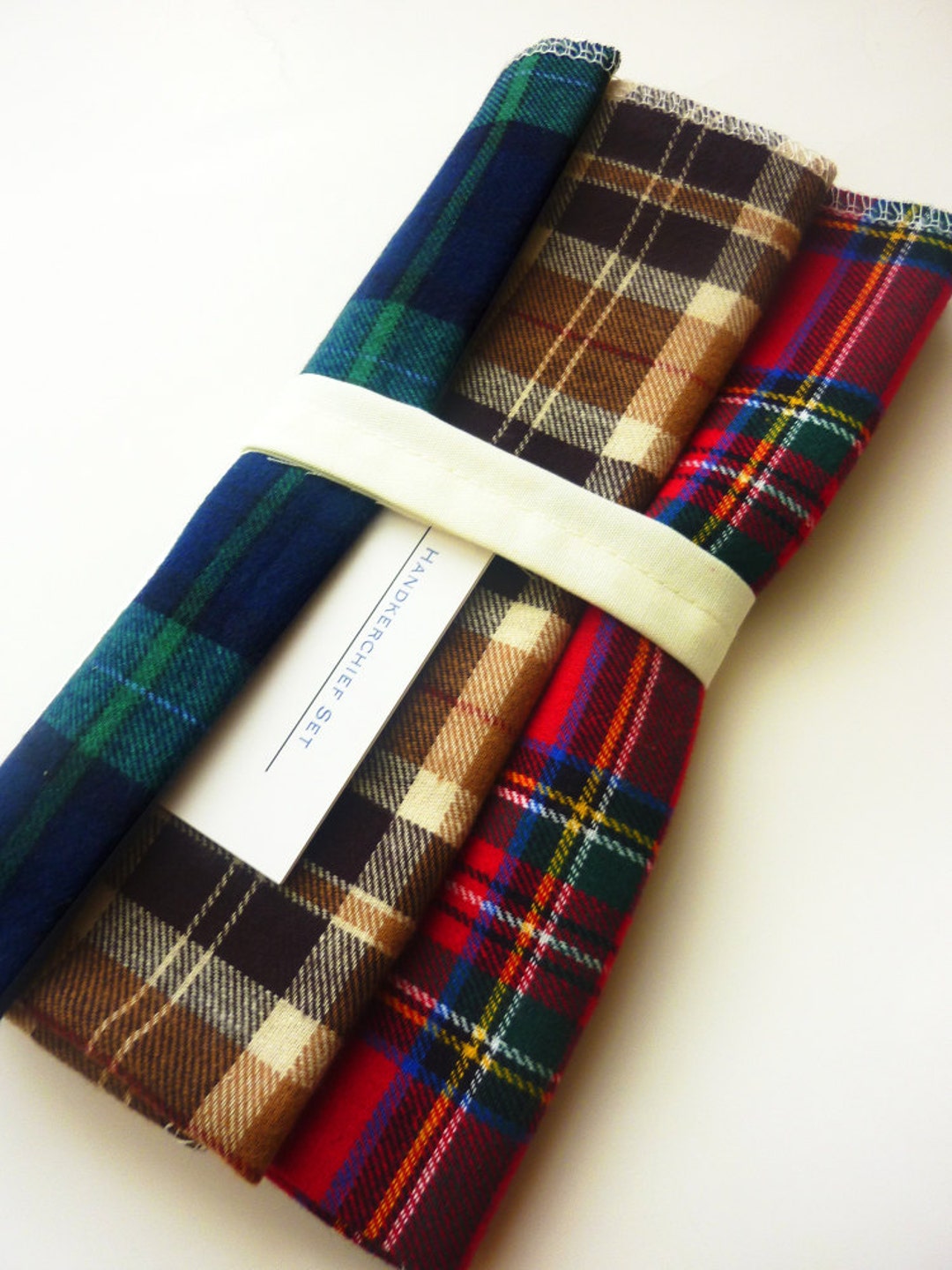 Mens Handkerchief Set Plaid Hanks Square Flannel Hankies Reusable ...