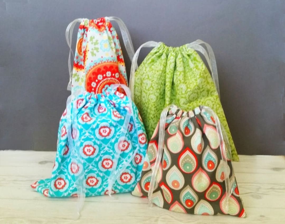 Reusable Gift Wrap- Gift Bag Fabric Wrapping Paper Drawstring Zen Yoga ...