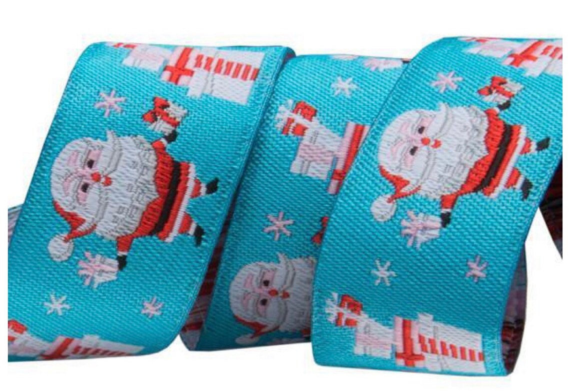 7/8-inch Woven Jacquard Ribbon Santa and Presents - Etsy