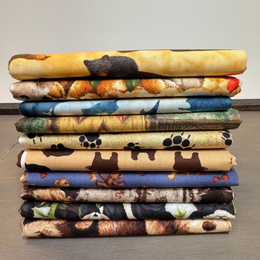 10 Fat Quarters of Bear Themed 100% Cotton Fabric - Etsy