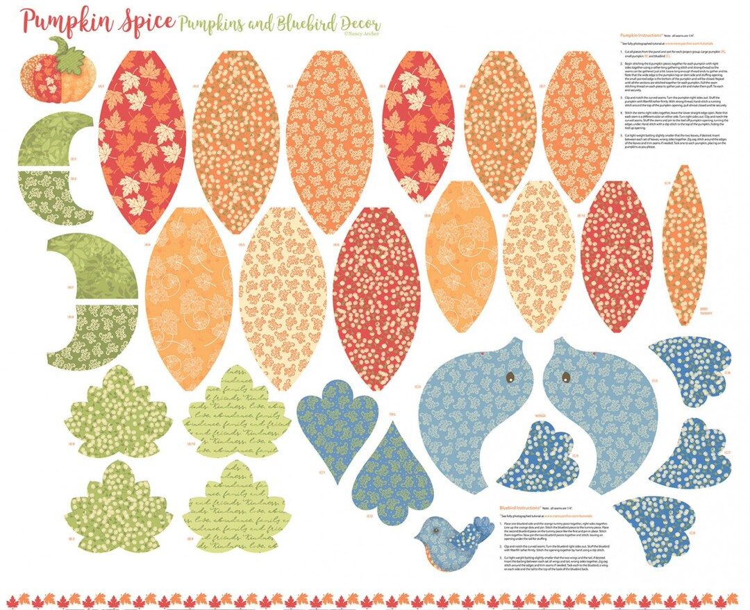 Printed Panel, a Nancy Archer Design, Pumpkin With Bluebird. Price per ...